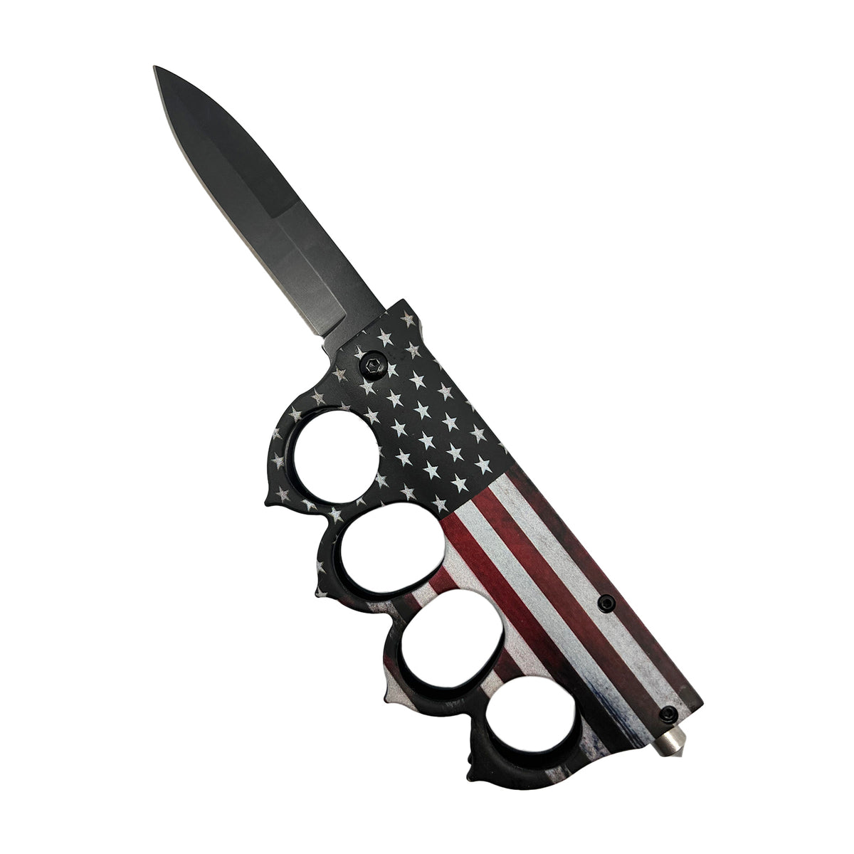 American Flag 5" Spring Assisted Knuckle Knife w/ Spikes & Window Brea ...